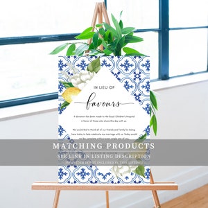 Lemonade Bar Sign - Mediterranean Blue Tile Lemons - Editable Bridal ...