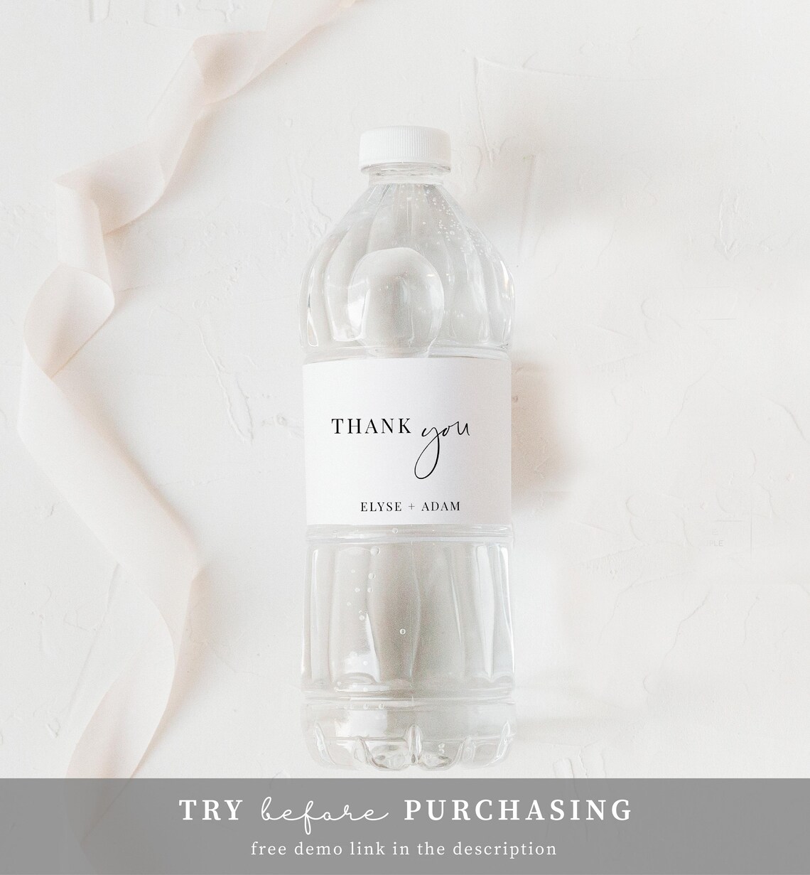 Editable Water Bottle Labels, Modern Minimalist Printable Personalized ...