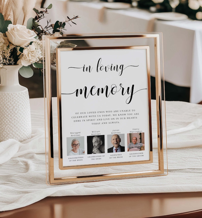 Custom Photo in Loving Memory Sign, Modern Minimal Wedding Memorial ...