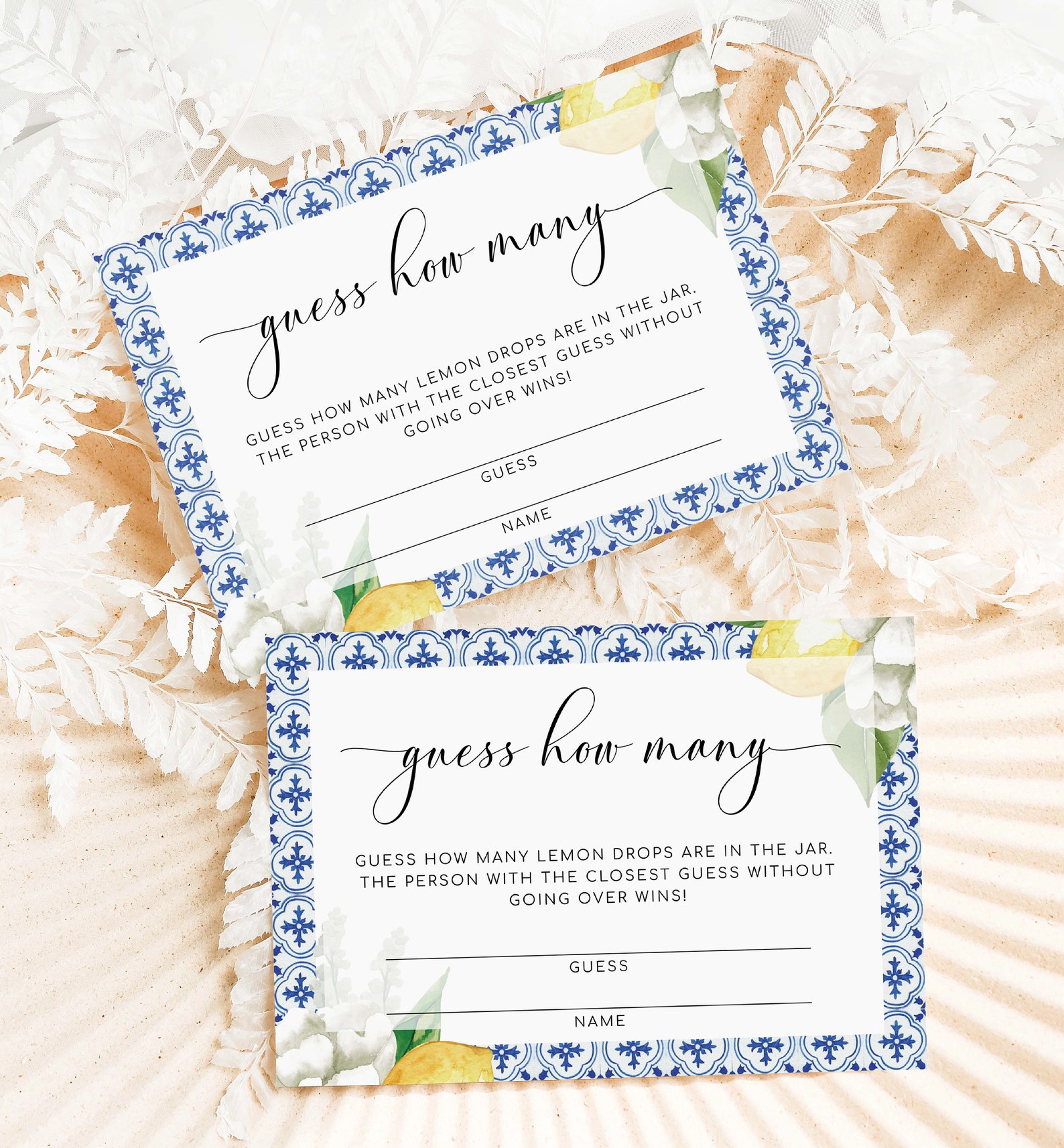 Mediterranean Lemon Guessing Game Sign and Cards Printable Template ...
