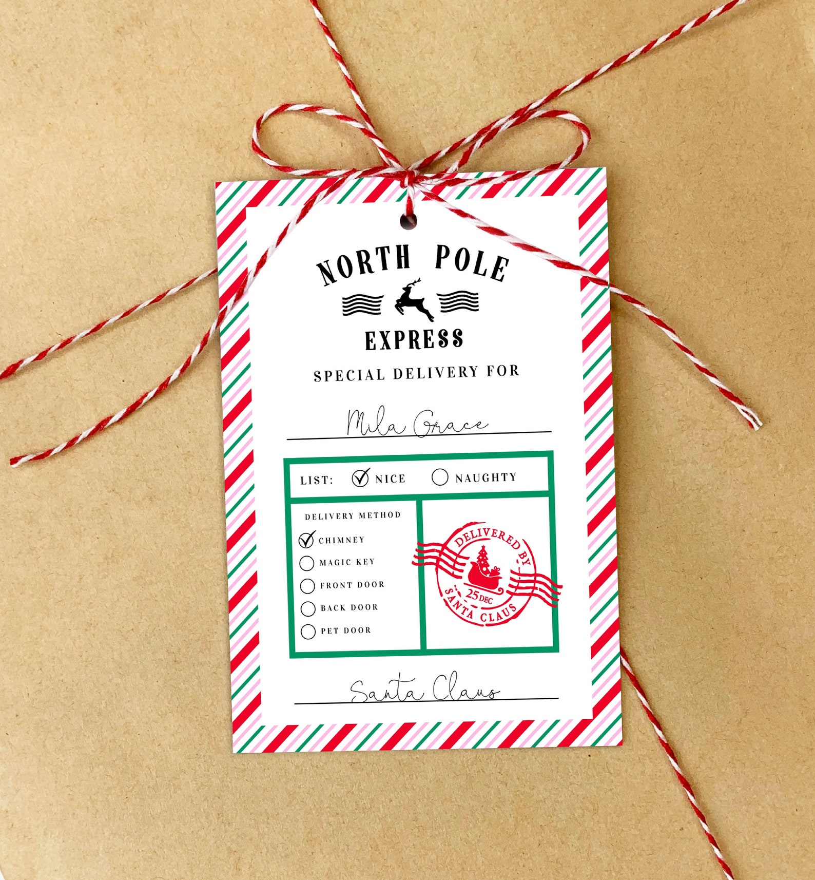 Printable North Pole Express Gift Tag, Santa's Workshop Label (digital ...