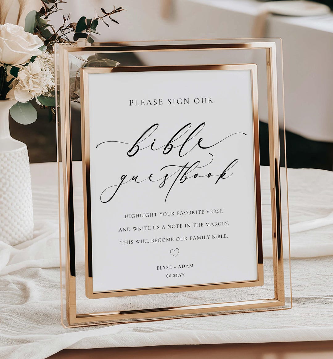 Sign Our Bible Guest Book Sign, Printable Minimalist Wedding Bible ...