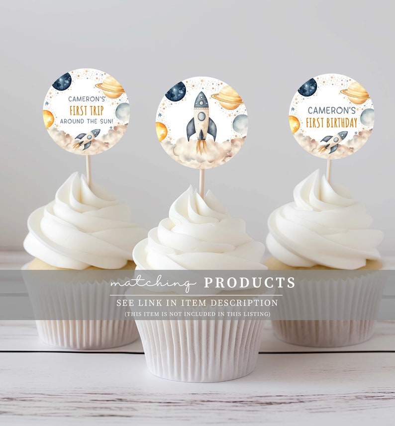 Rocket Ship Outer Space Birthday Favor Tag, Printable First Trip Around ...