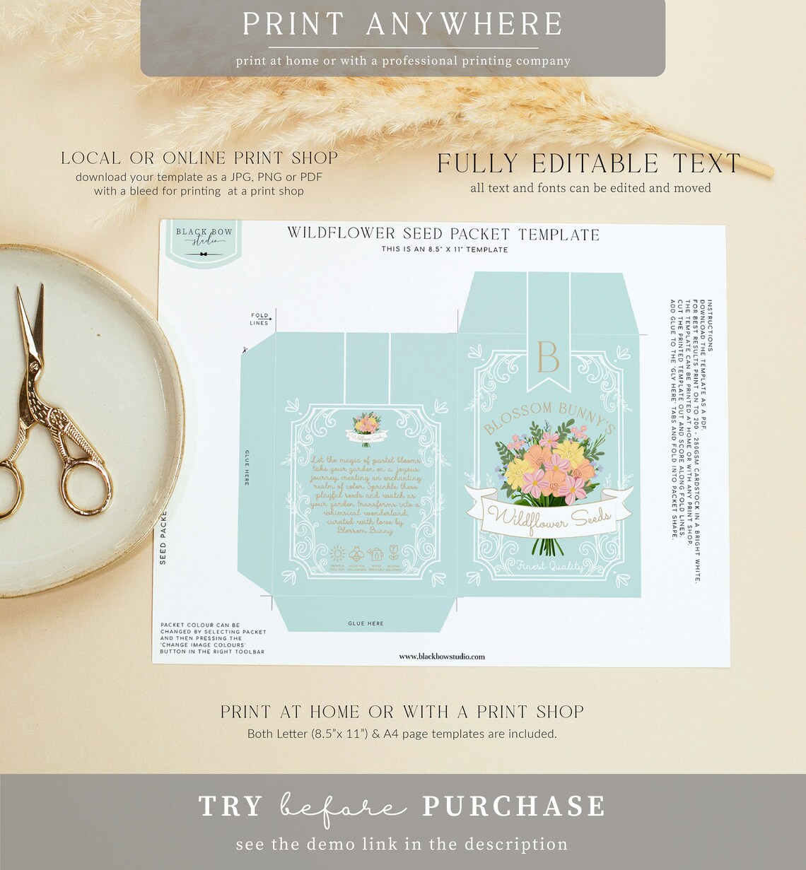 Printable Wildflower Seed Packet, Easter Gift, Easter Egg Hunt Prize ...