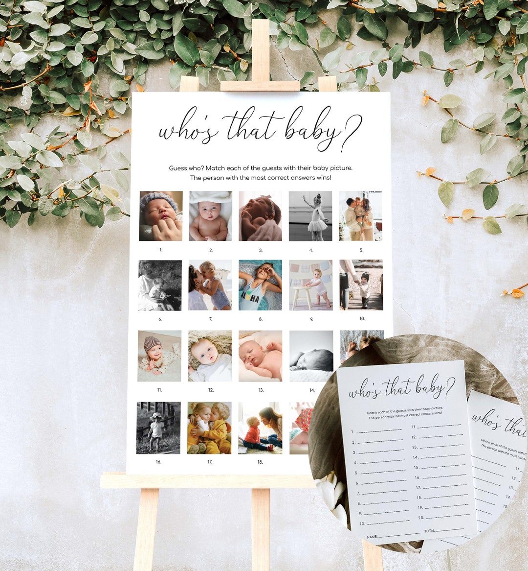 Who's That Baby Photo Game Sign and Card, Minimalist Guess Who Baby ...