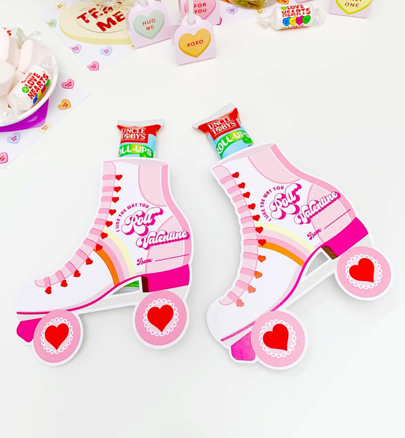 Printable Roller Skate Valentine Tag Template (digital Download) - Etsy