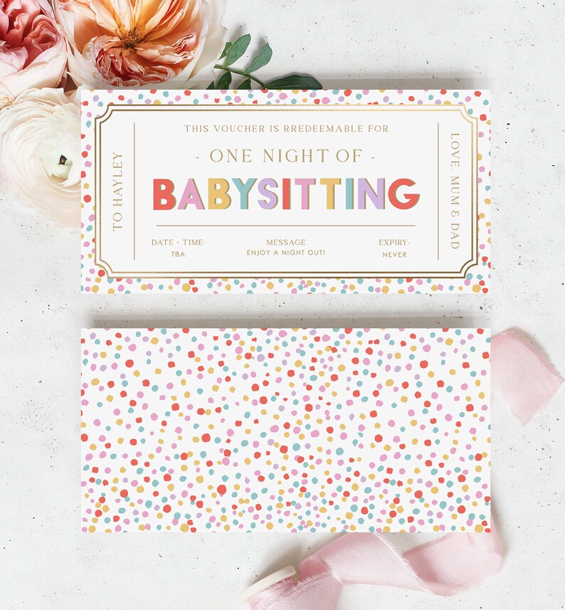 Babysitting Gift Voucher Template, Printable Babysitting Gift ...