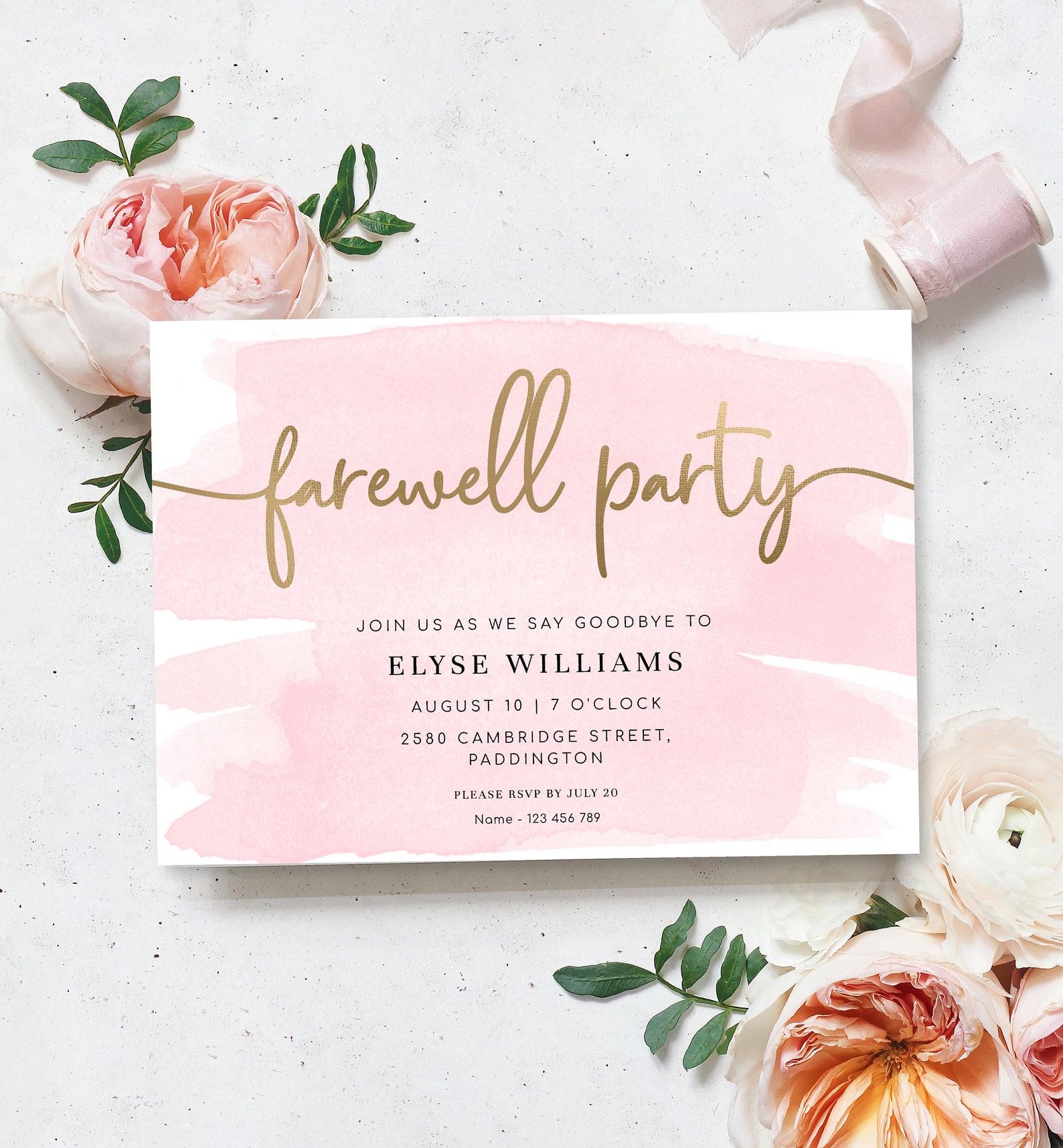 Pink Farewell Party Invitation Goodbye Party Invitation - Etsy