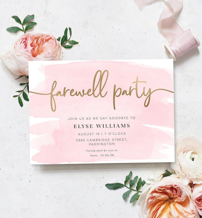 Pink Farewell Party Invitation Goodbye Party Invitation - Etsy