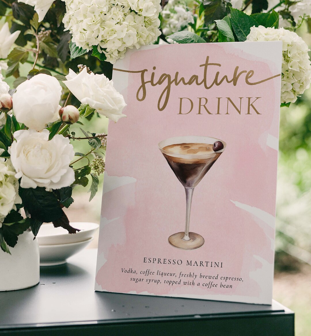 Signature Drinks Sign, Printable Signature Cocktails Bar Sign, Bridal ...