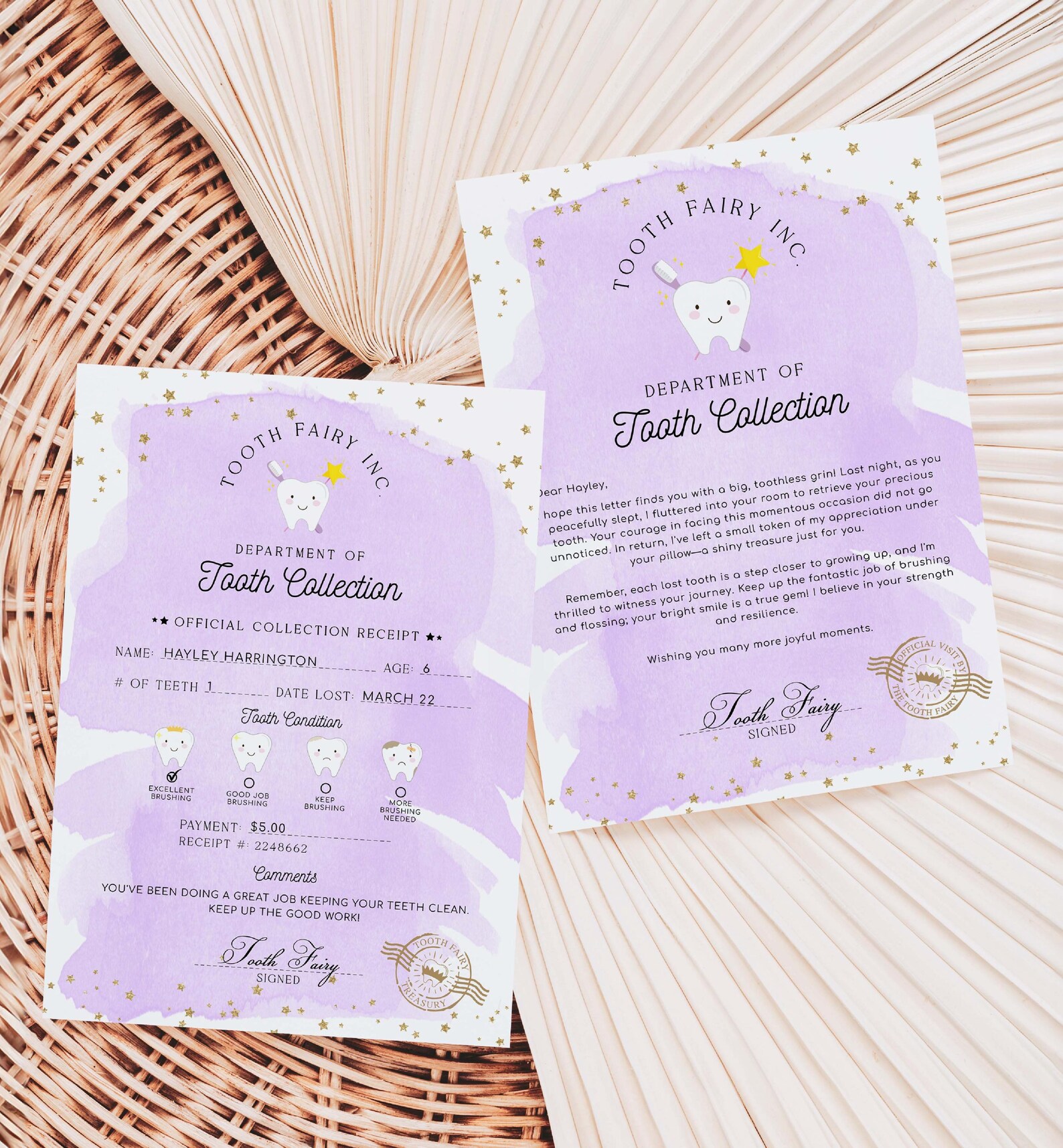 Printable Tooth Fairy Letter and Receipt, Tooth Fairy Collection ...