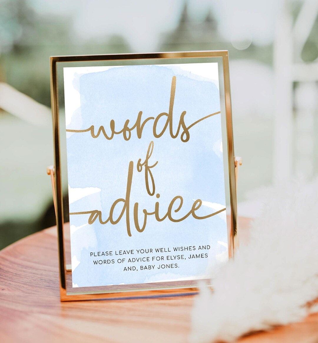 Words of Advice Sign - Blue Watercolour - Newlyweds Advice - New ...