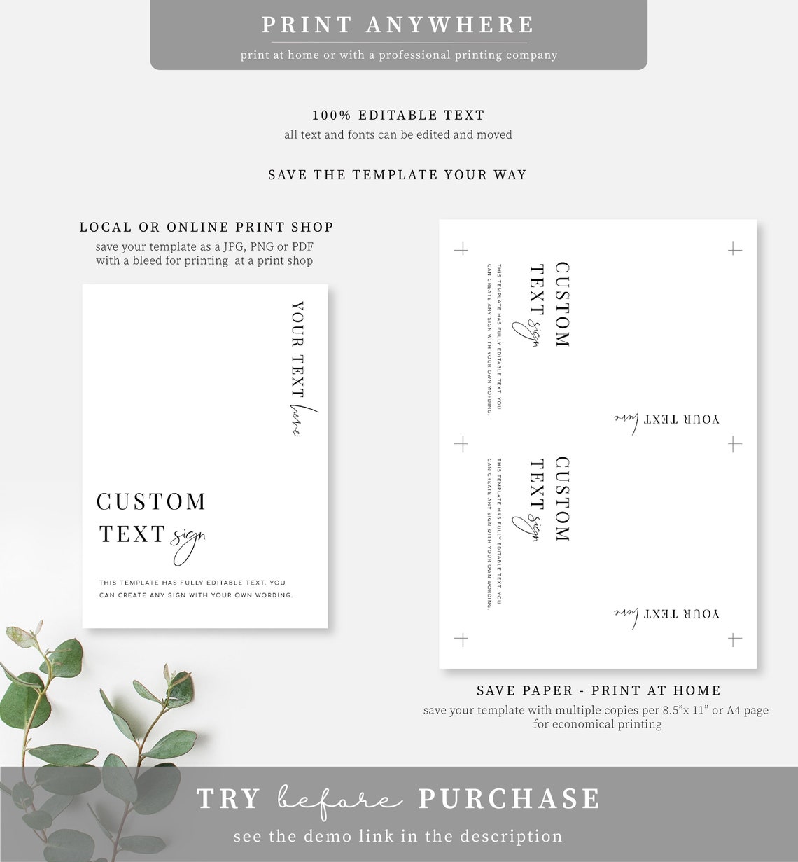 Minimalist Wedding Sign Template, Printable Custom Text Sign, Estelle ...