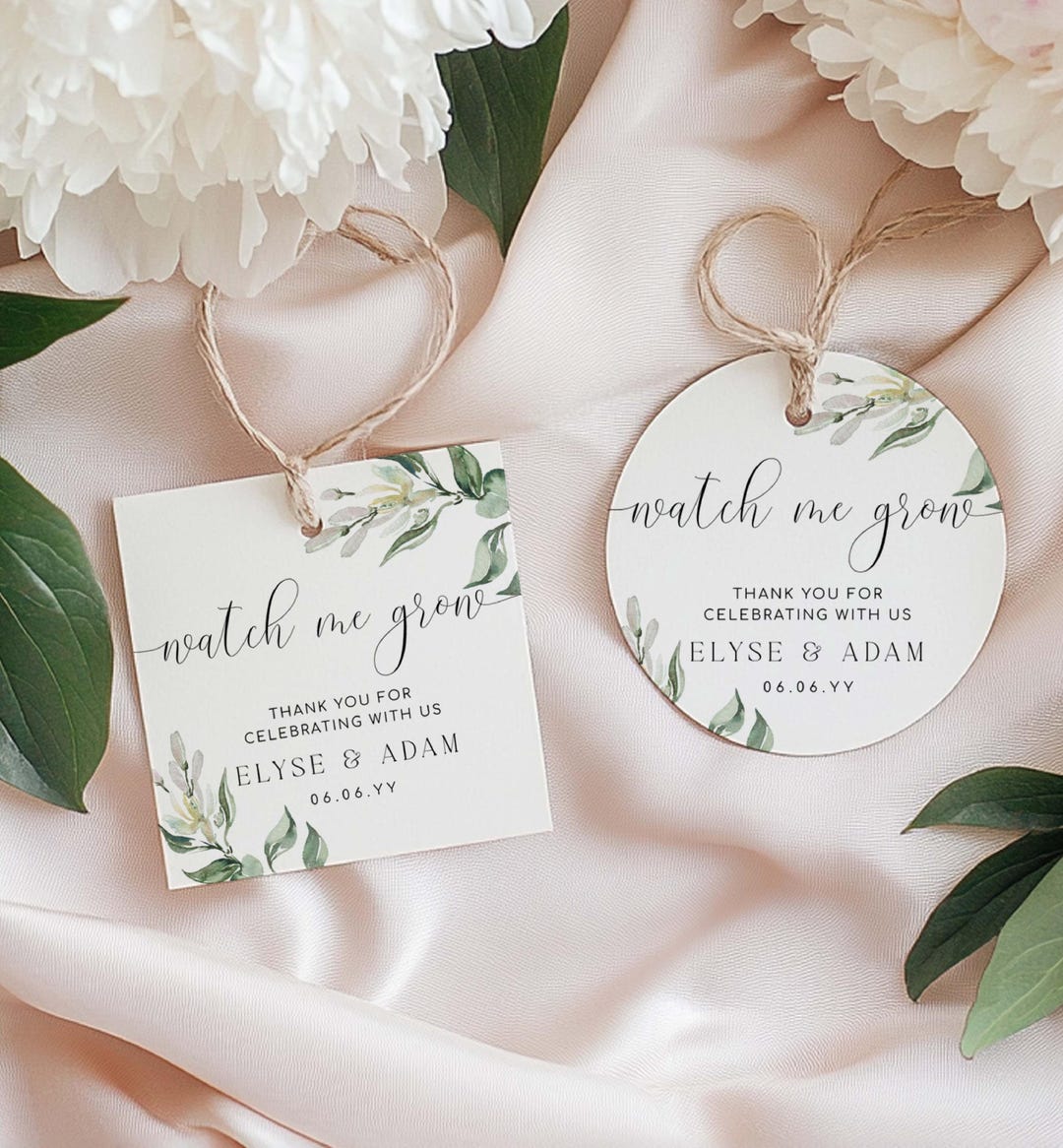 Printable Watch Me Grow Tag Template, Succulent Favor Tag, Wedding ...