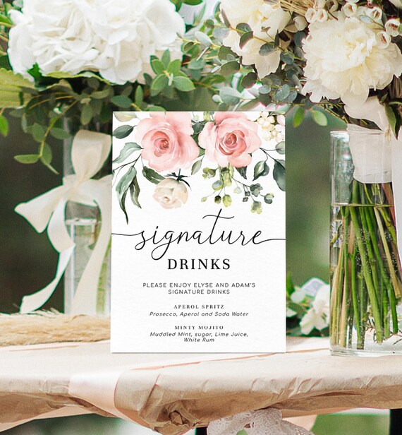 Editable Signature Drinks Sign Signature Cocktails Bar Sign - Etsy