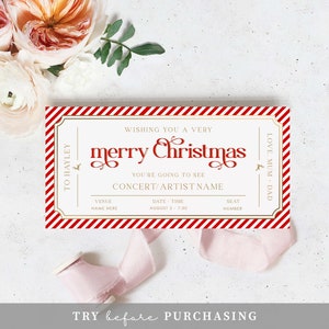 Christmas Concert Ticket Gift Voucher Template: Printable Music Show ...