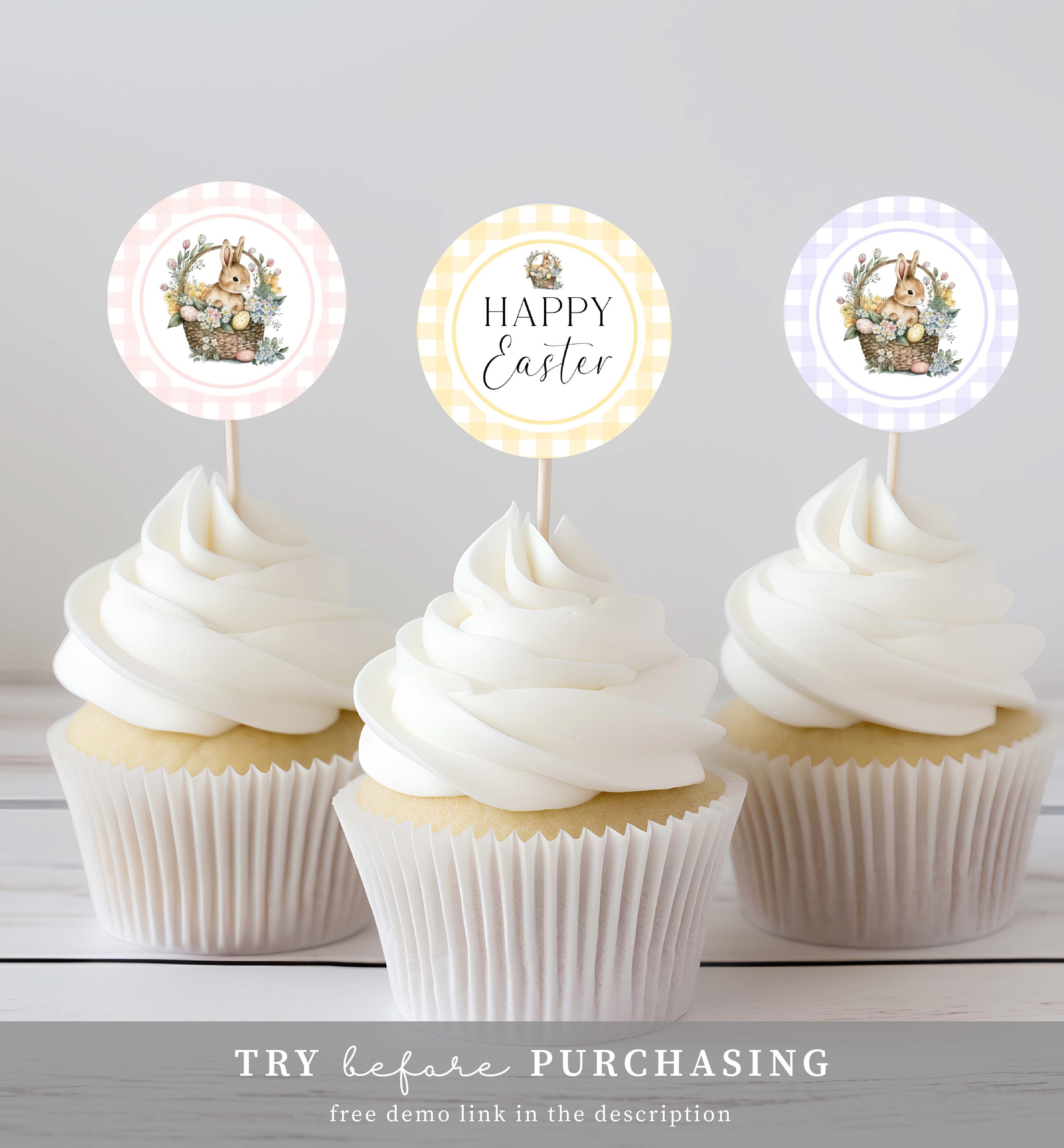 Printable Easter Cupcake Toppers, Happy Easter Cake Toppers, Easter ...
