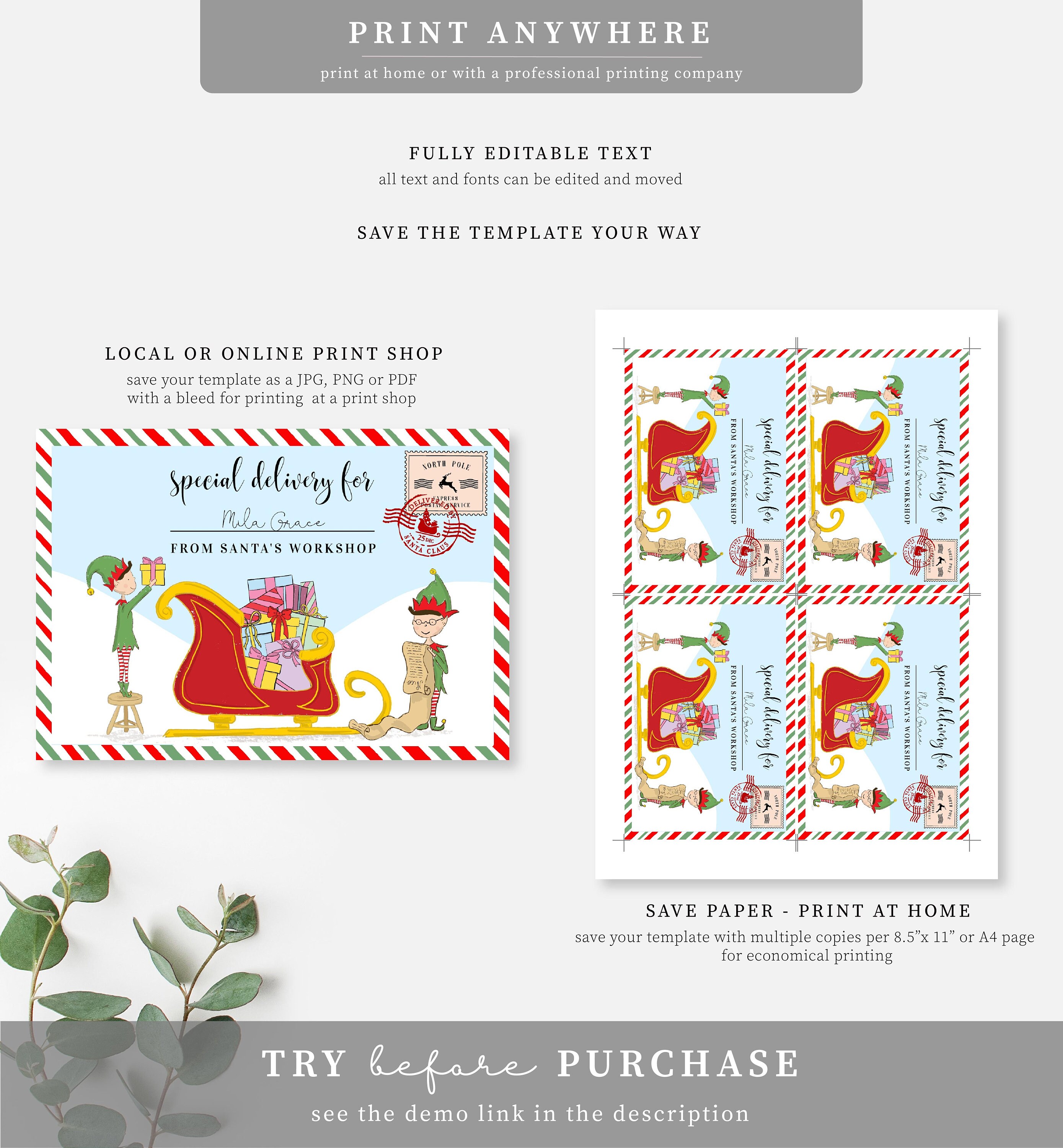 Printable North Pole Special Delivery Gift Tag Santa's - Etsy Australia