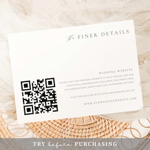 Printable QR Code Wedding Website Card, Simple Elegant Wedding Website ...