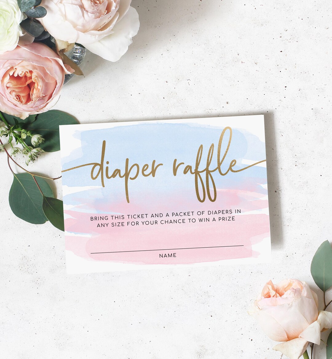 Printable Diaper Raffle Sign and Ticket, Gender Neutral Baby Shower ...