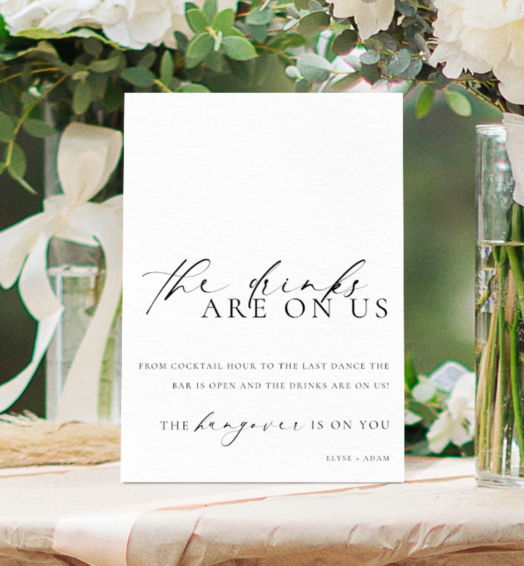 Printable Open Bar Sign Template, Minimalist Wedding Open Bar Sign ...