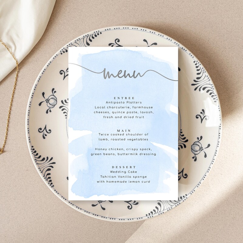Watercolor Wedding Menu - Etsy