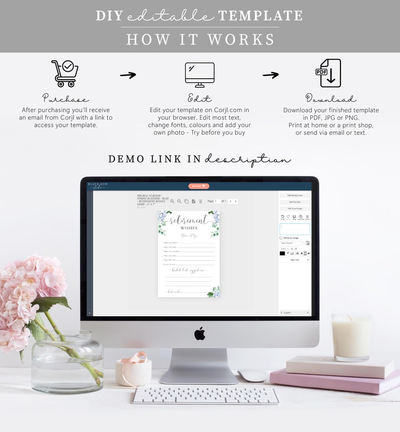 Printable Retirement Wishes Template, Blue Hydrangea Retirement ...