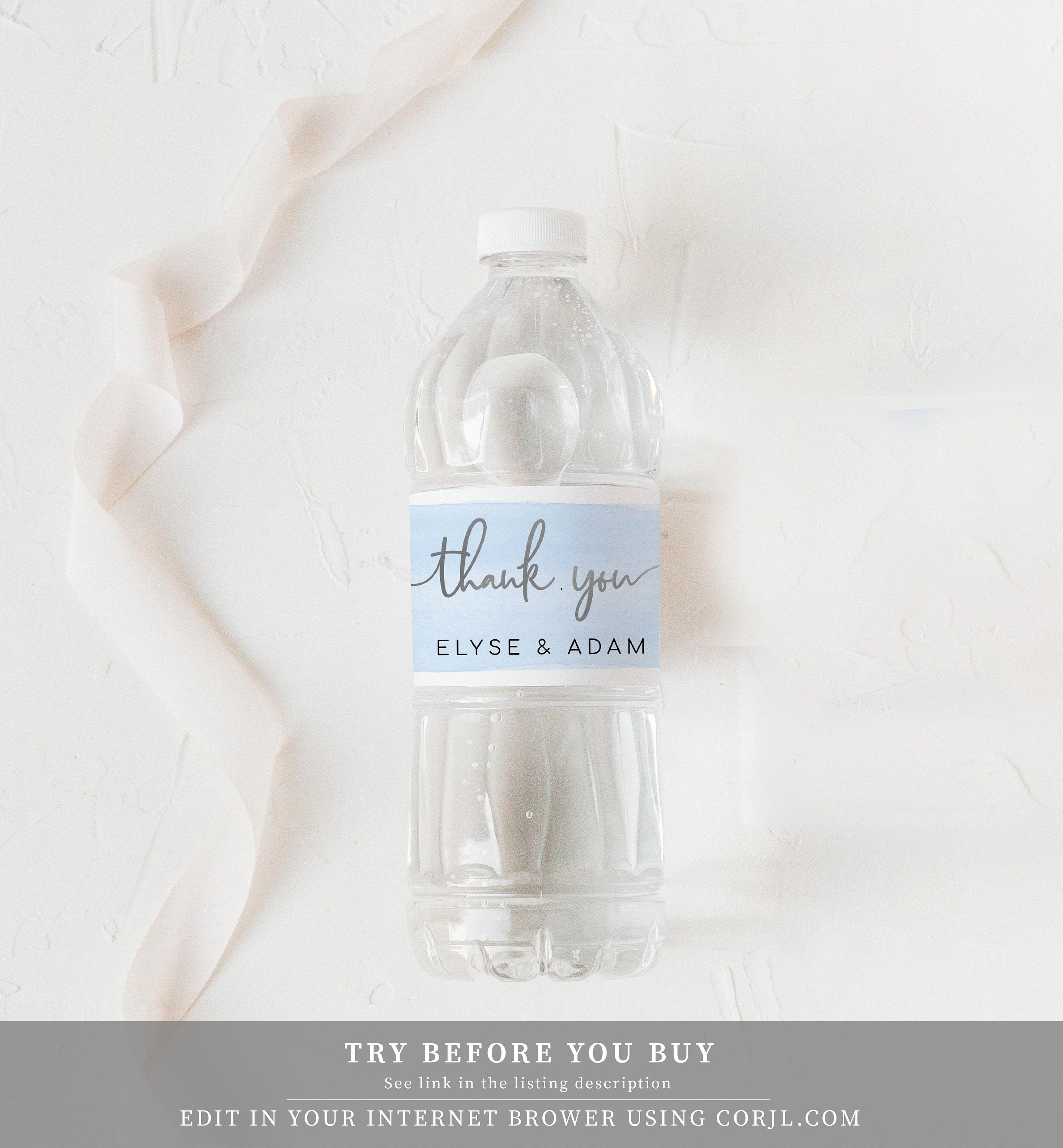 Editable Water Bottle Labels Blue Watercolour Printable | Etsy
