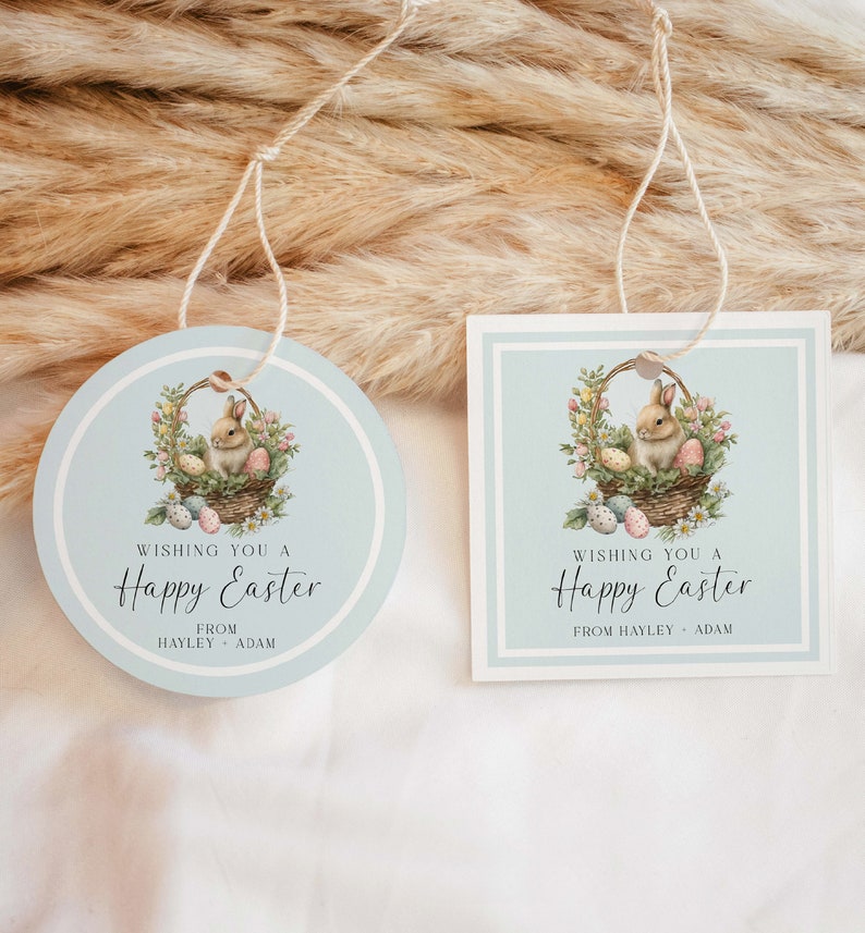 Printable Happy Easter Gift Tag Template, Easter Hunt Tag, Easter ...
