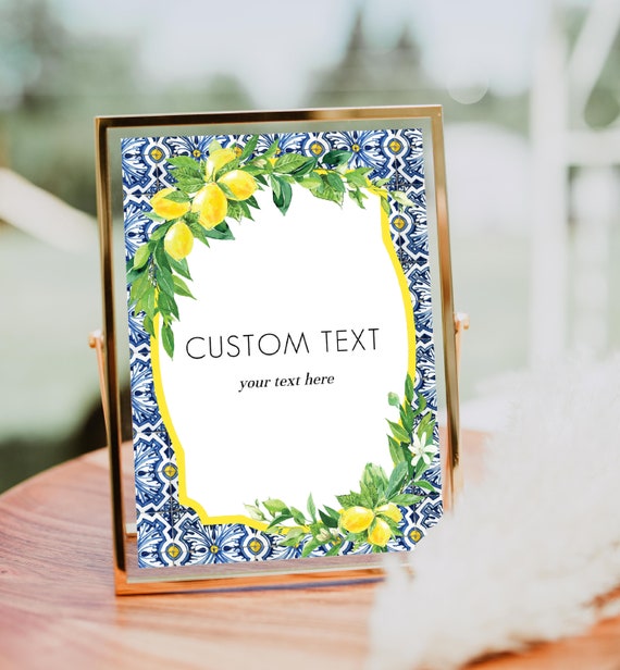 Positano Blue Tile Lemon Custom Text Sign Positano Blue Tile - Etsy