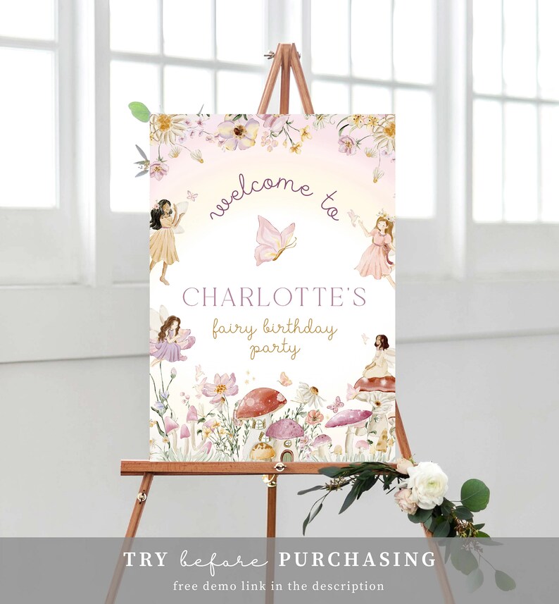 Fairy Birthday Welcome Sign, Princess Party Decor (printable) - Etsy