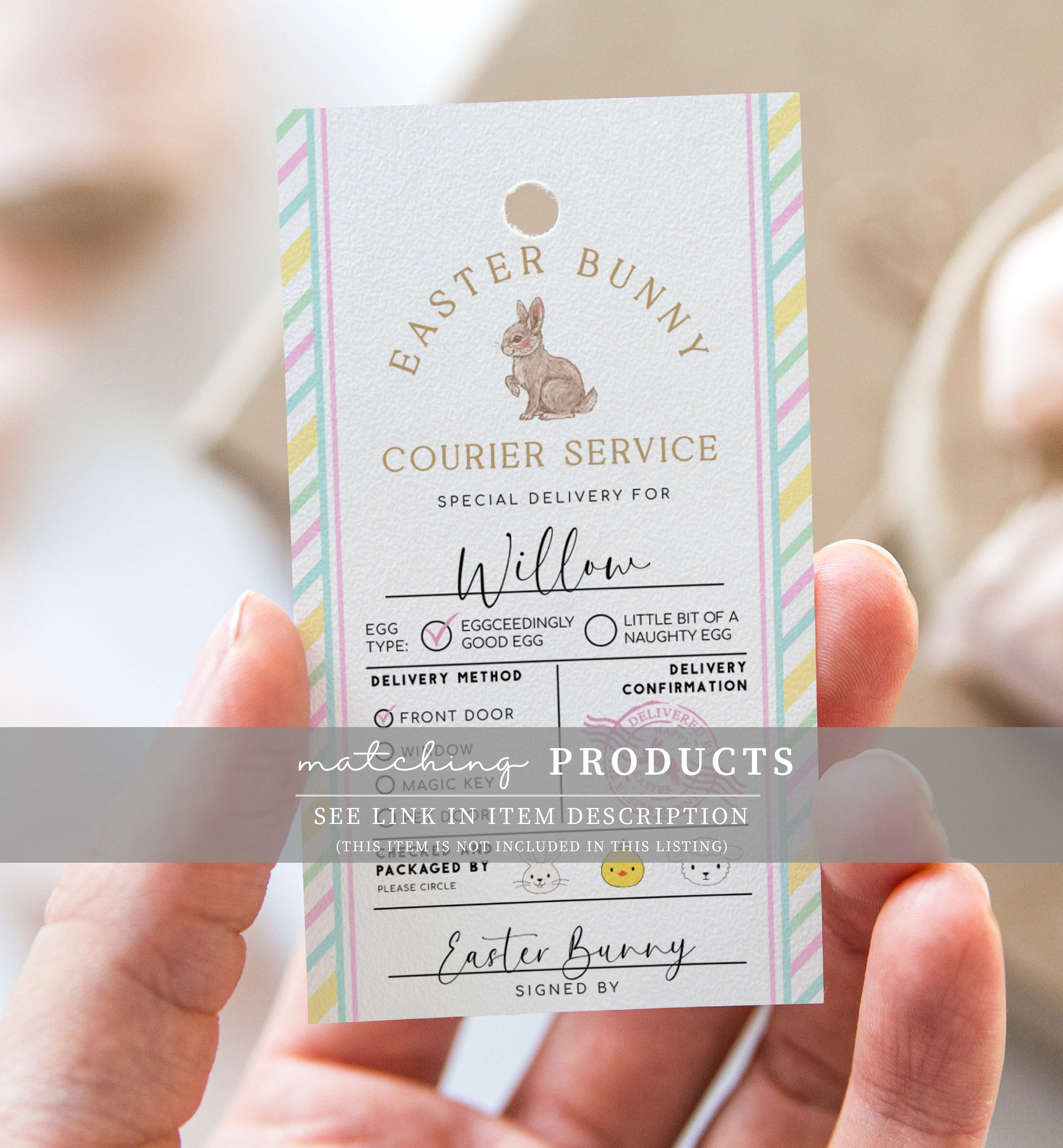 Printable Easter Bunny Shipping Label, Special Delivery Gift Tag ...
