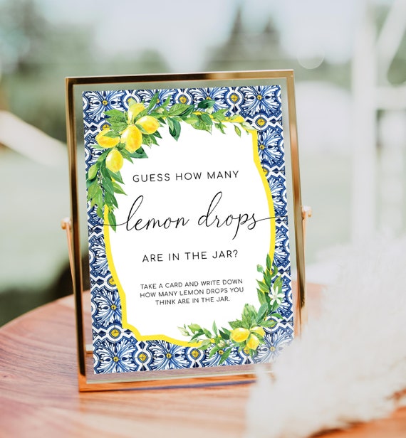 Guess How Many Lemon Drops Game Card and Sign Bundle Positano - Etsy
