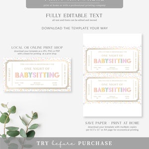 Printable Babysitting Gift Voucher, Pastel Dot Design (digital Download ...