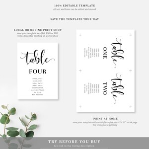Editable Table Numbers With Guest Names - Modern Minimal Wedding Table ...