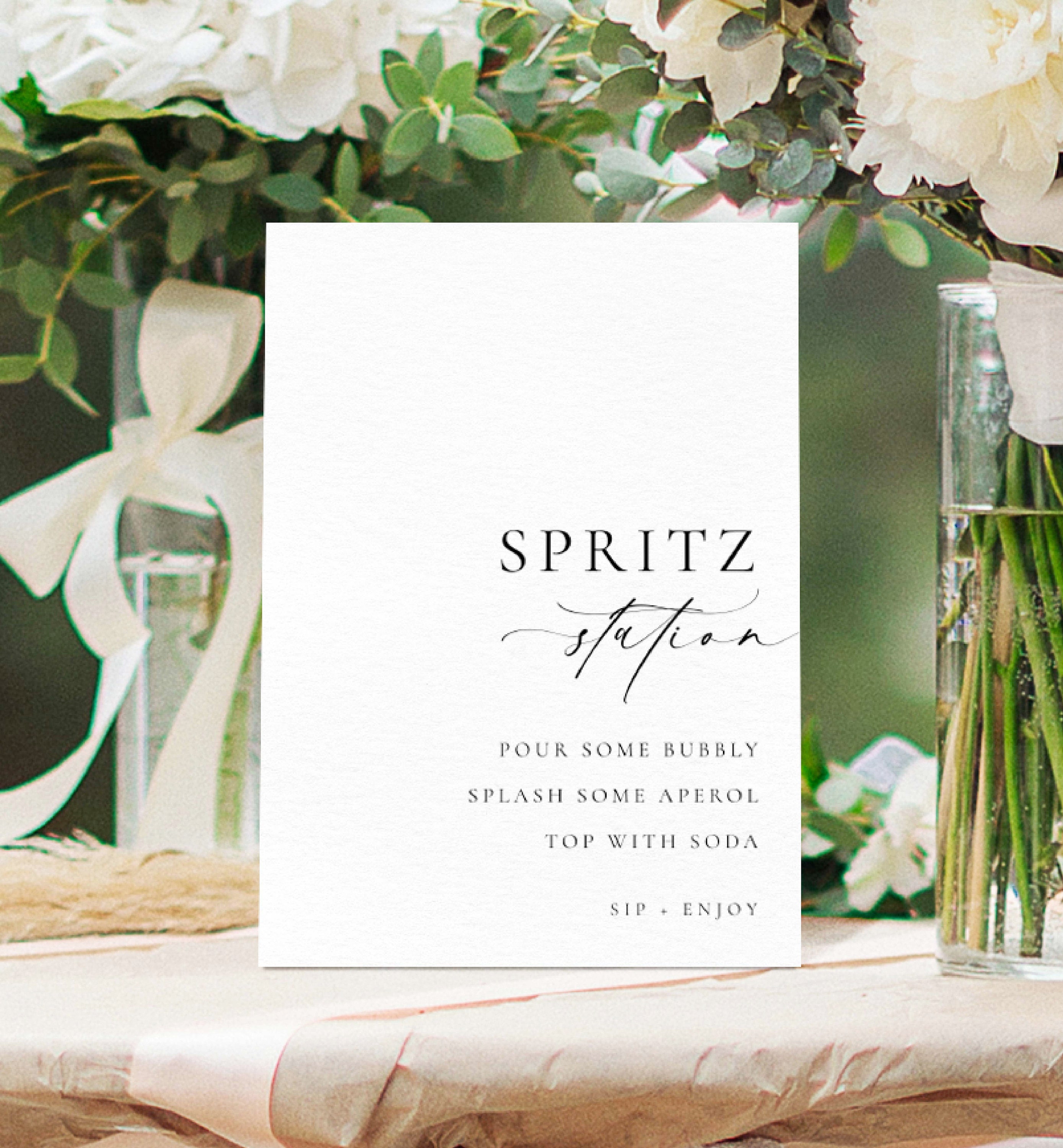 Printable Spritz Station Sign, Modern Minimalist Aperol Spritz Cocktail ...