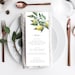 Lemon Editable Printable Menu Template Wedding Menu Floral - Etsy Canada