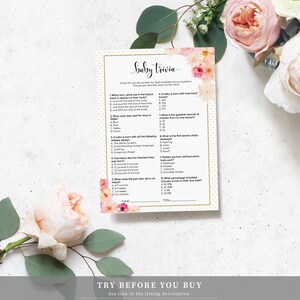 Editable Baby Trivia Quiz Game Printable Baby Shower Game - Etsy