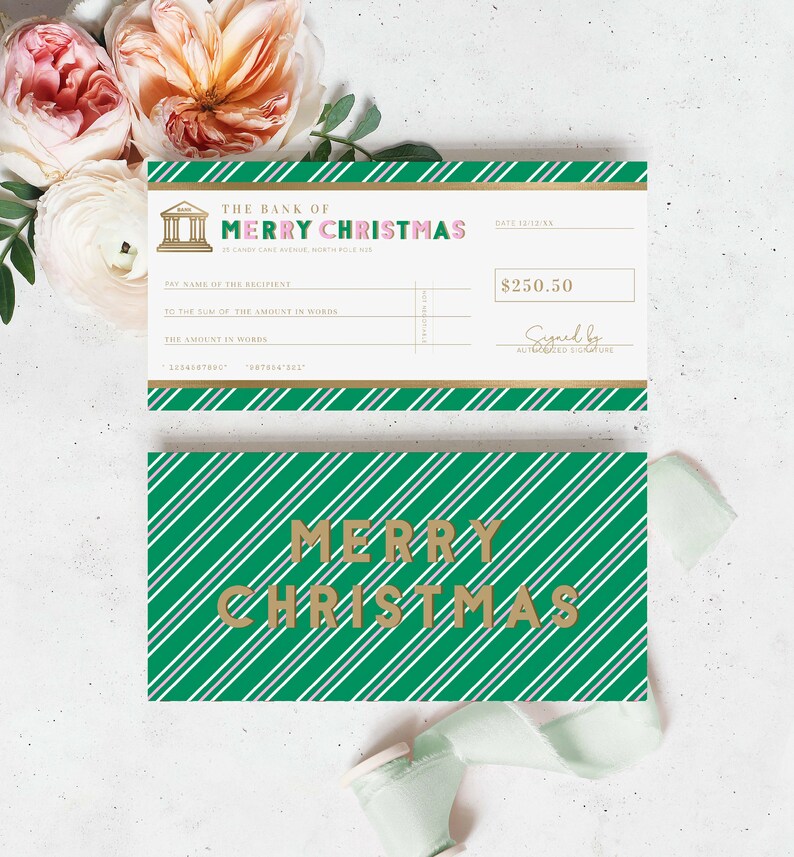 Christmas Gift Check Template, Printable Voucher (digital Download) - Etsy