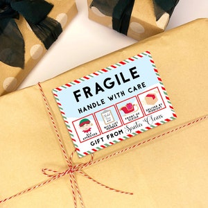 Christmas Fragile Label, Printable Santa's Workshop Fragile Shipping ...