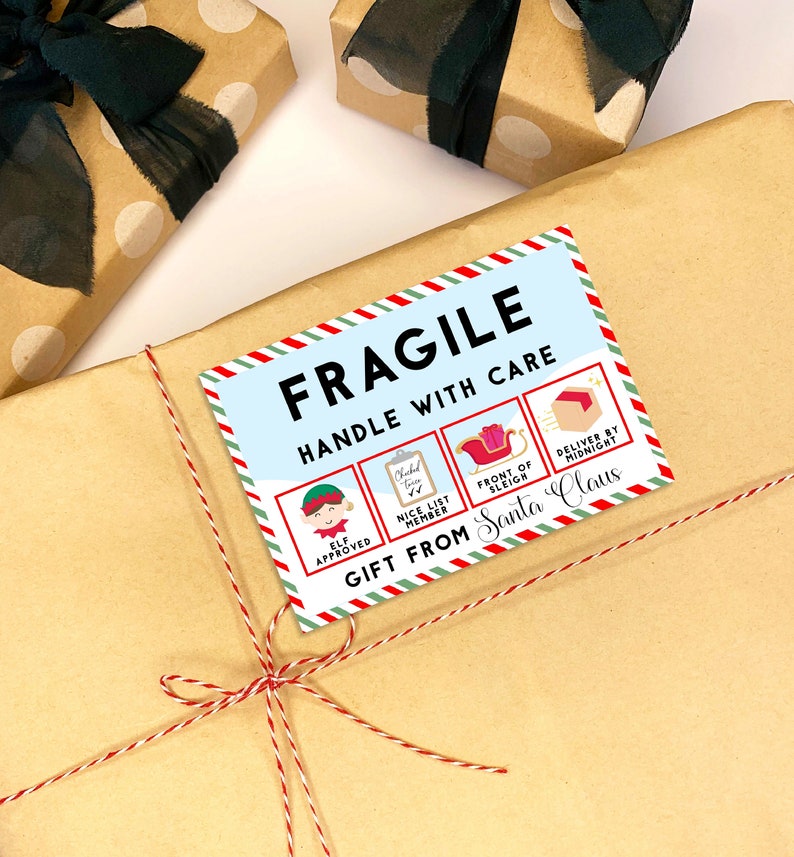 Printable Christmas Fragile Label, Santa's Workshop Shipping Tag ...