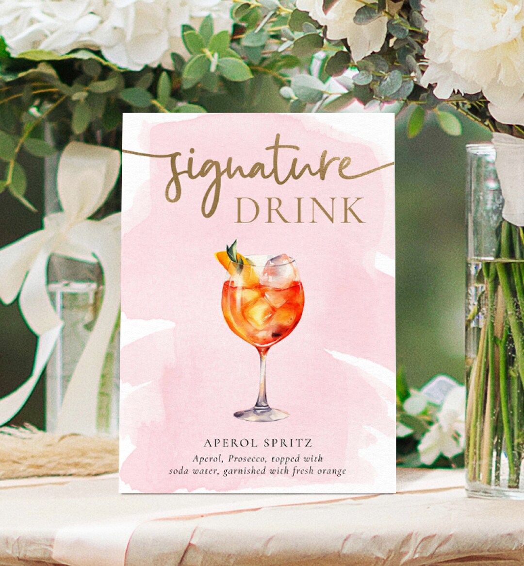 Signature Drinks Sign, Printable Signature Cocktails Bar Sign, Bridal ...