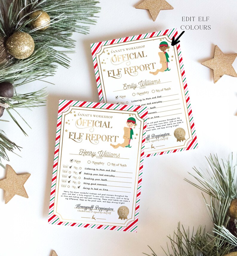 Printable Elf Report Card Template, North Pole Elf Mail Report Letter ...