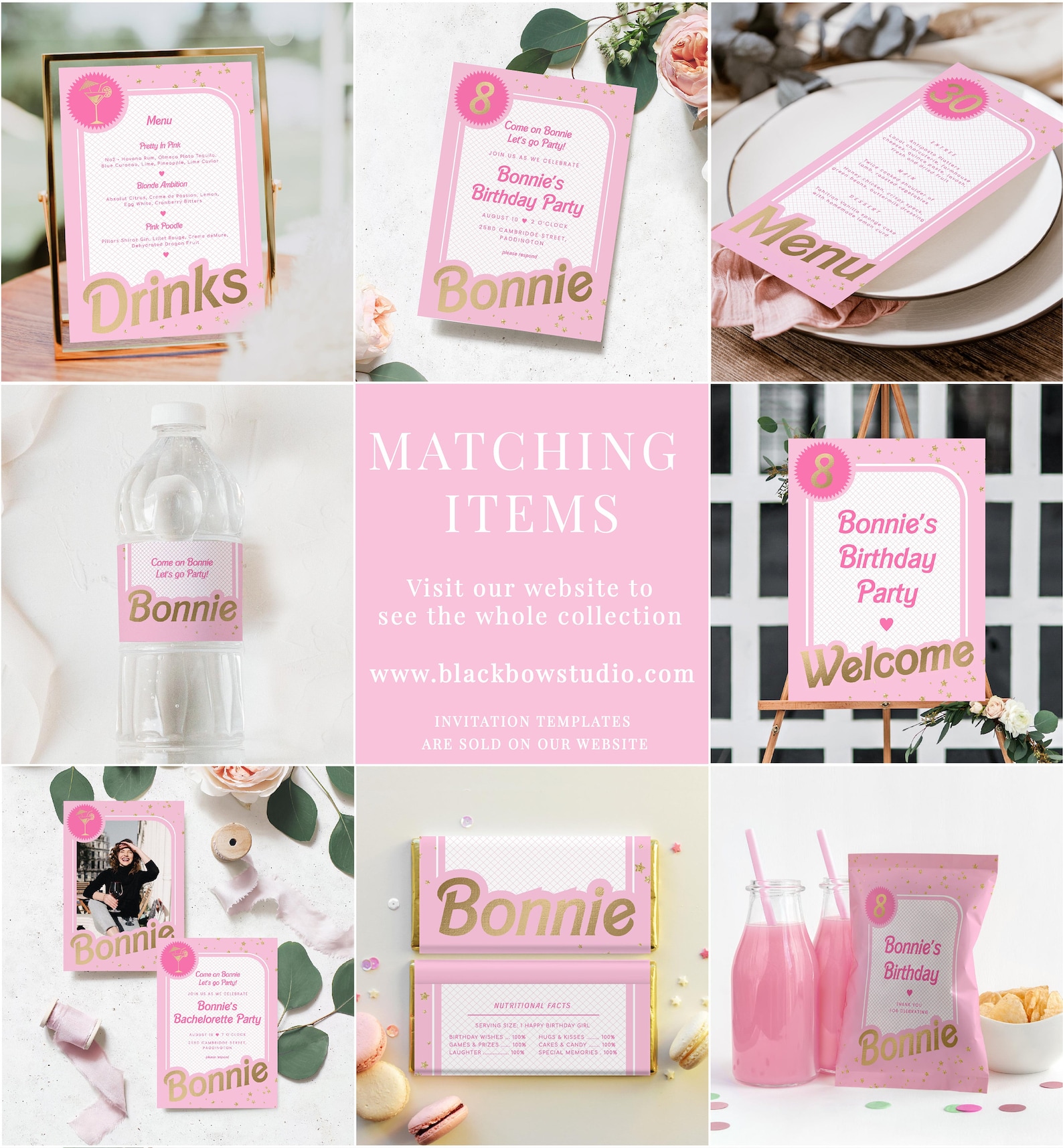 Printable Pink Gold Cocktail Menu Sign (digital Download), Dolly - Etsy