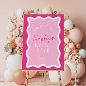 Editable Welcome Sign Template, Girl Birthday Welcome Sign, Printable ...