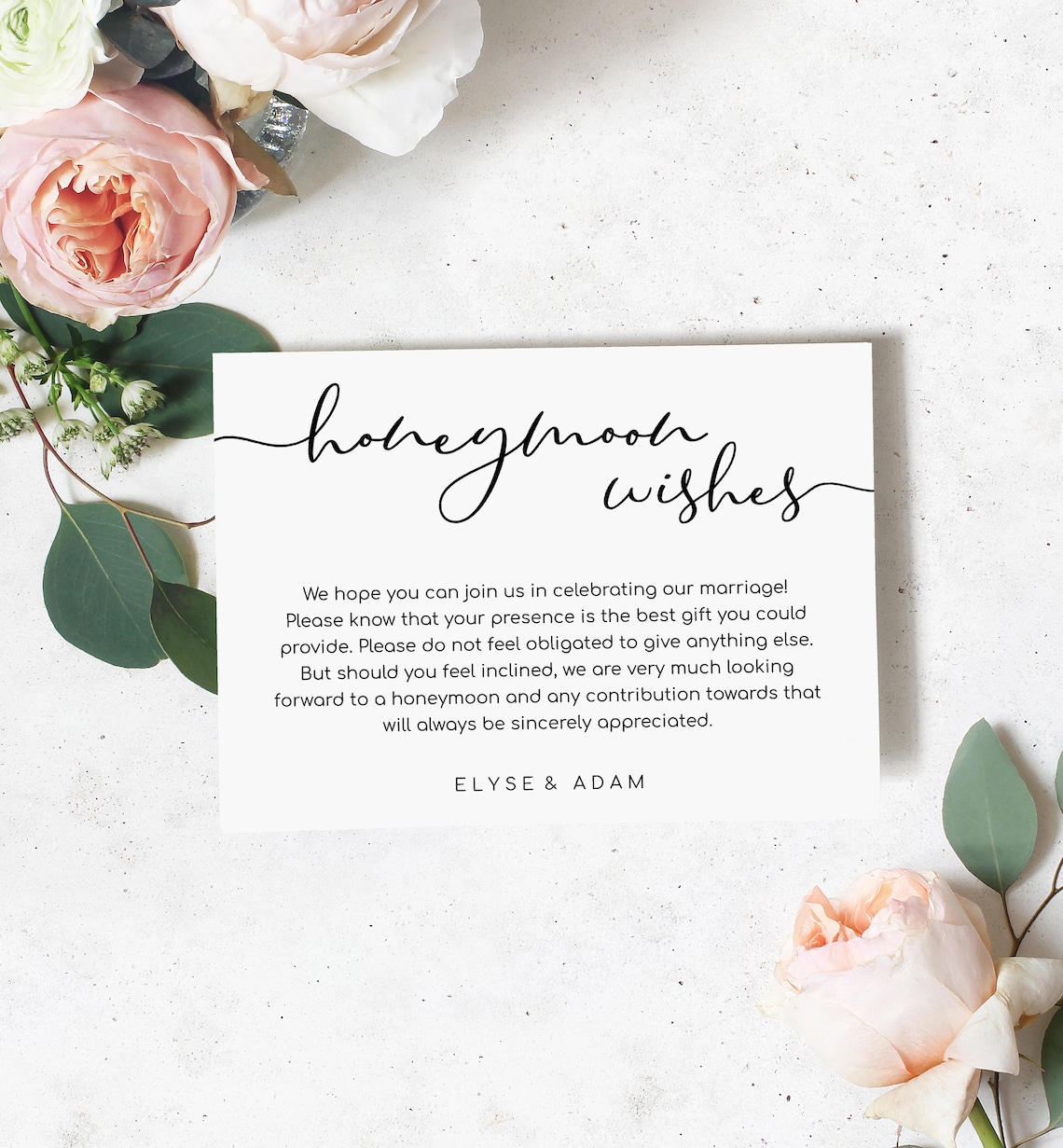 Printable Honeymoon Wish Card - Minimalist Wedding Honeymoon Wish ...