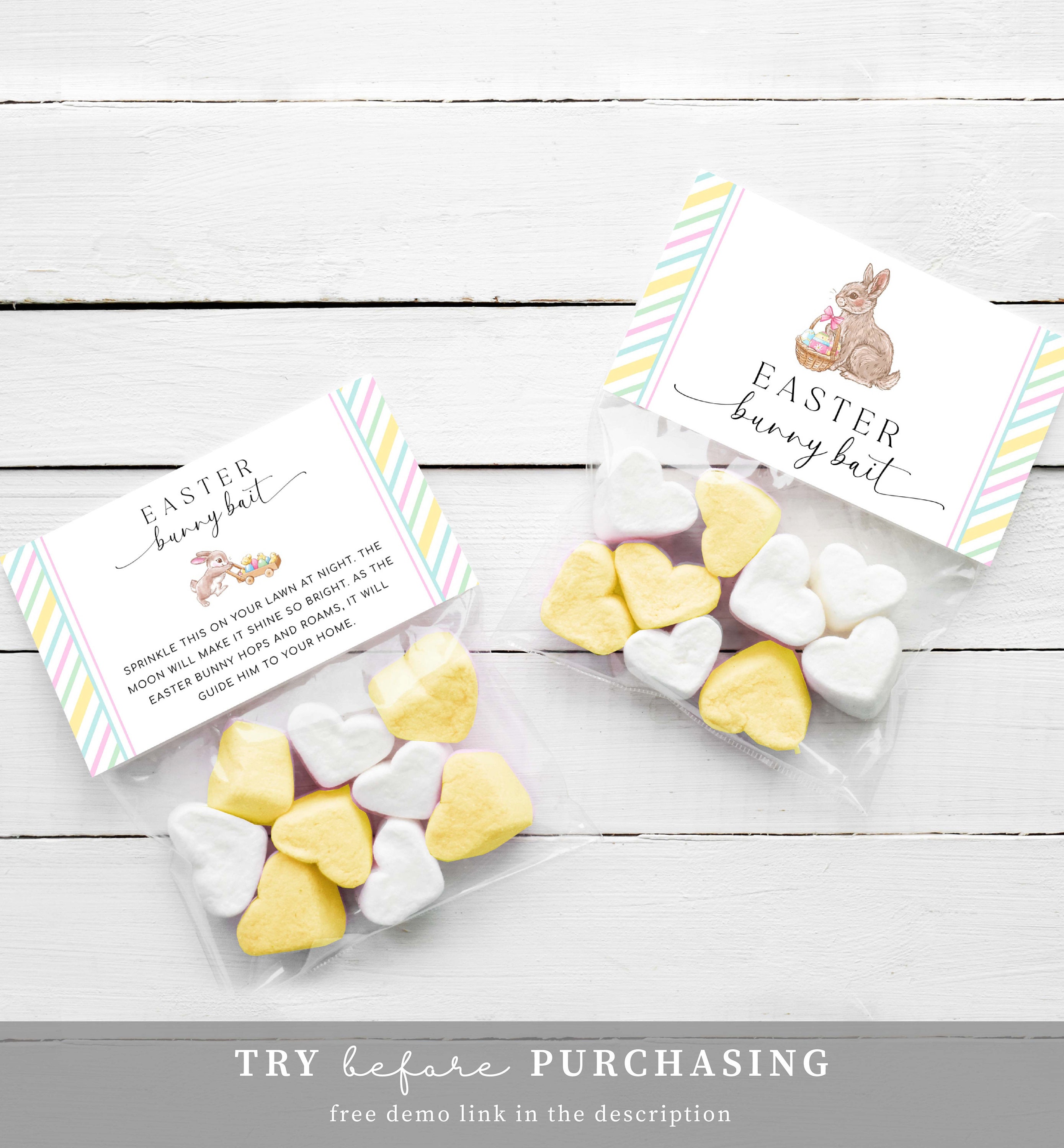 Printable Easter Bunny Bait Candy Bag Topper Template, Editable Easter ...