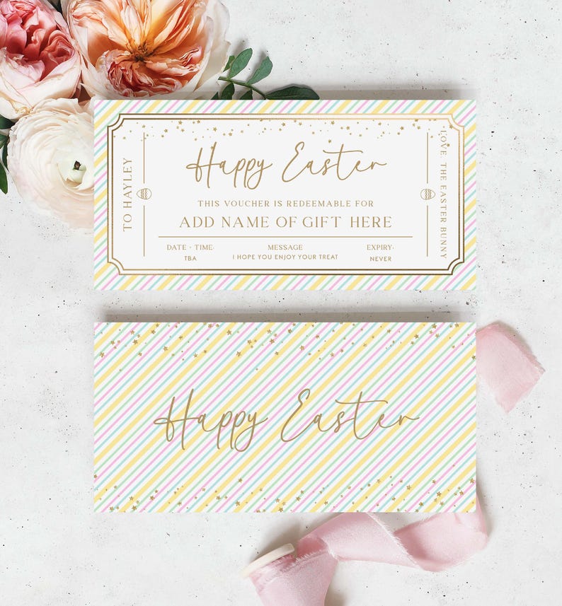 Printable Easter Gift Voucher Template, Fully Custom Gift Certificate ...