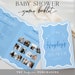 Blue Wavy Baby Shower Games Booklet, Modern Wavy Line Baby Shower Game ...
