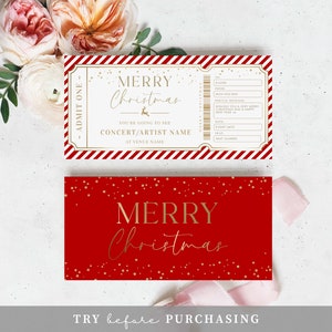 Christmas Concert Ticket Gift Voucher Template: Printable DIY Music ...